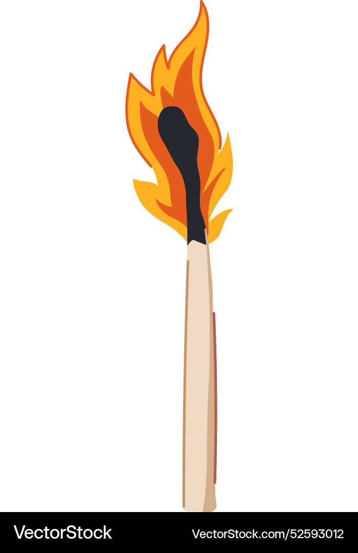 Burnout burning match cartoon Royalty Free Vector Image