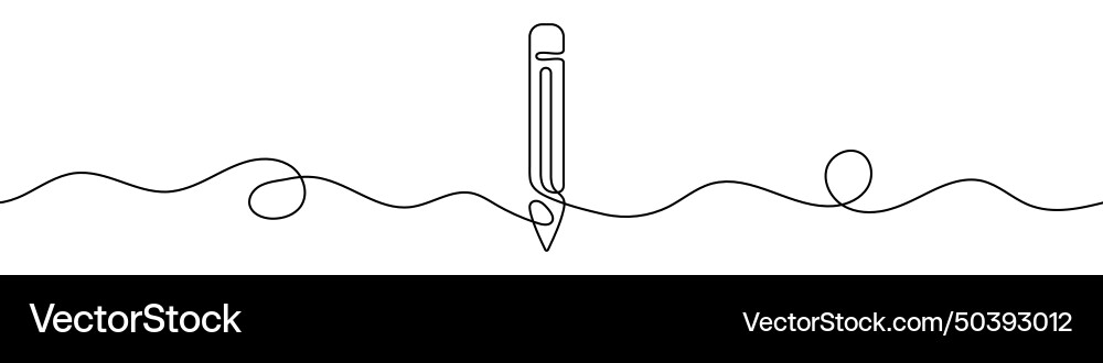 Continuous editable drawing of pencil one line Vector Image