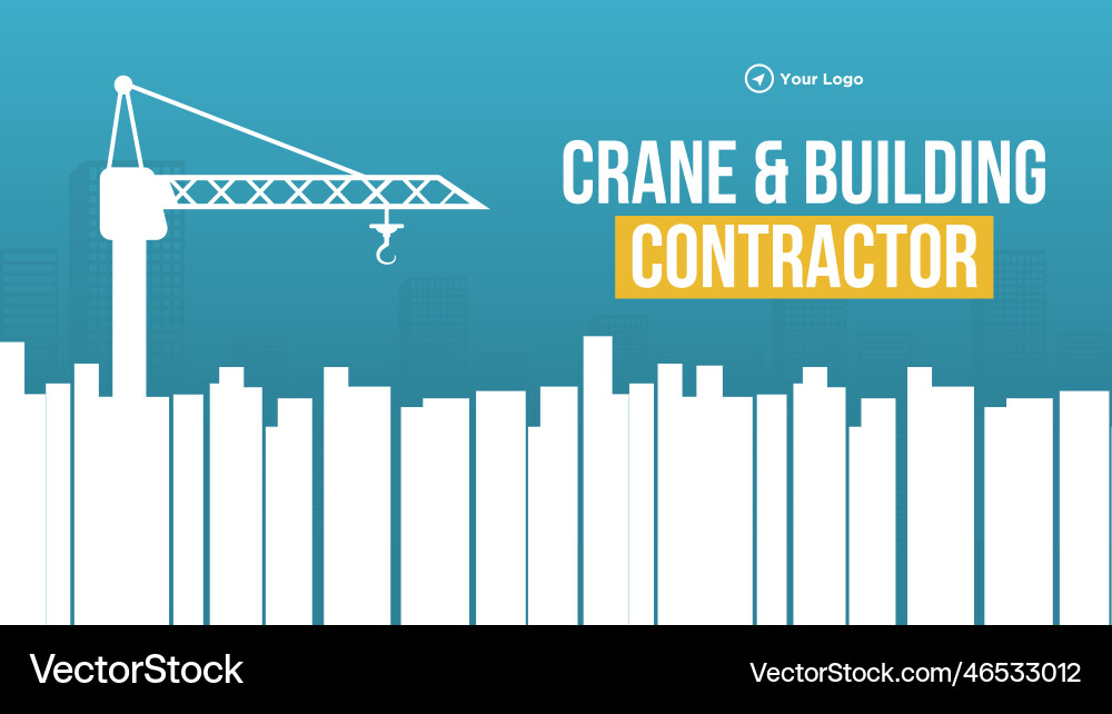 Crane and building contractor landscape banner Vector Image