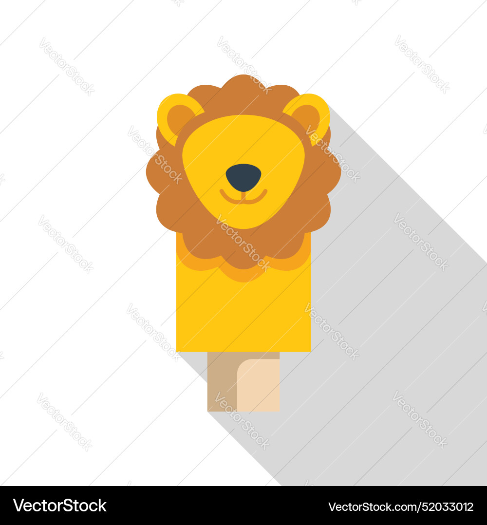 Cute lion hand puppet smiling isolated on white Vector Image