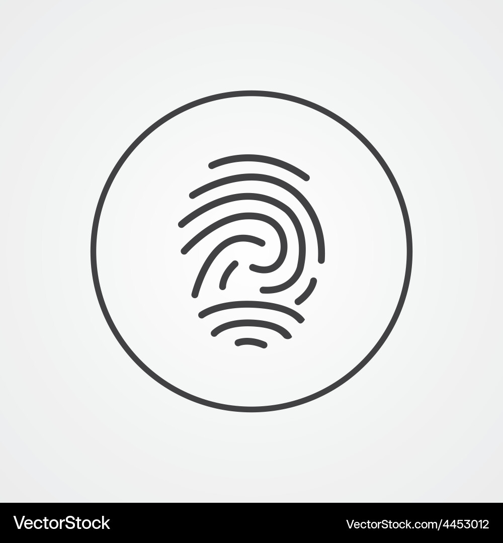 Fingerprint outline symbol dark on white Vector Image