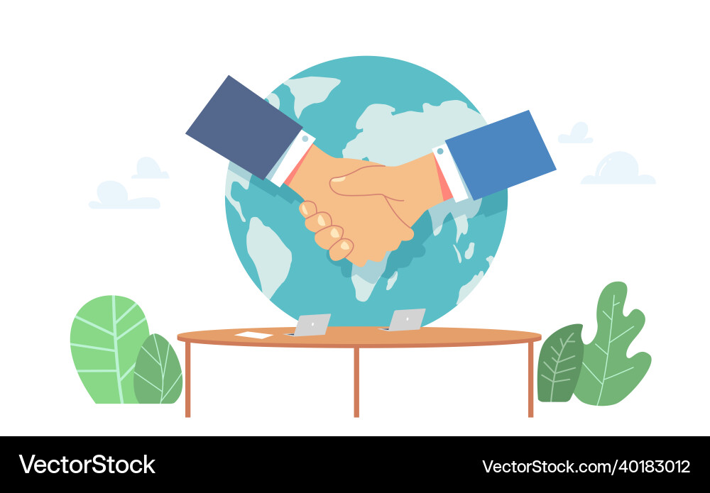 Handshake international negotiation political Vector Image