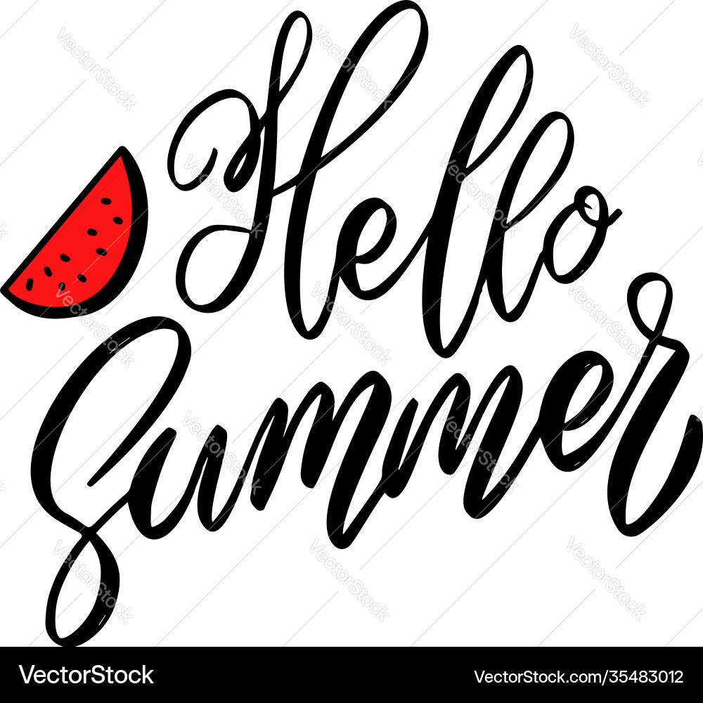 Hello summer lettering phrase on white background Vector Image