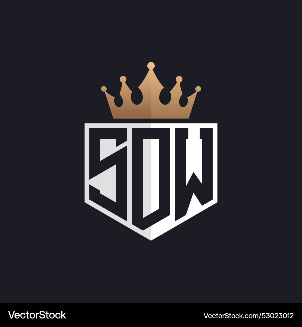 Luxury sdw logo with crown elegant initials Vector Image