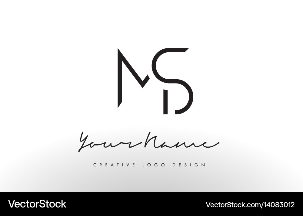Ms letters logo design slim creative simple black Vector Image