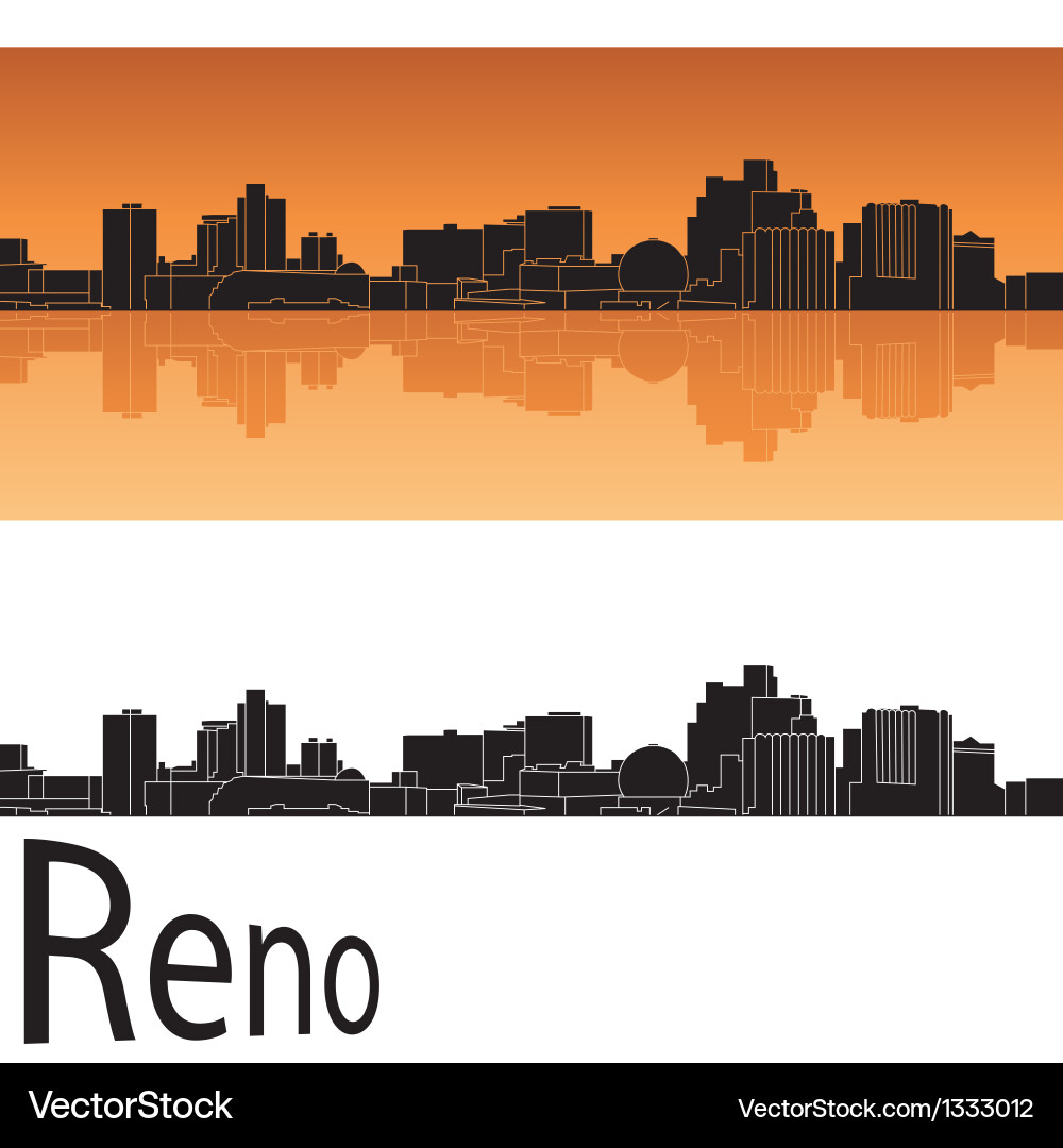 Reno skyline in orange background Royalty Free Vector Image
