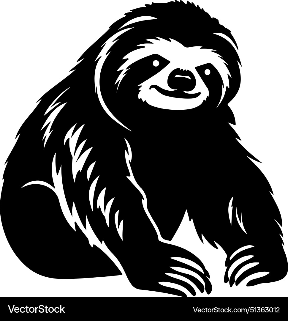 Sloth silhouette white background Royalty Free Vector Image