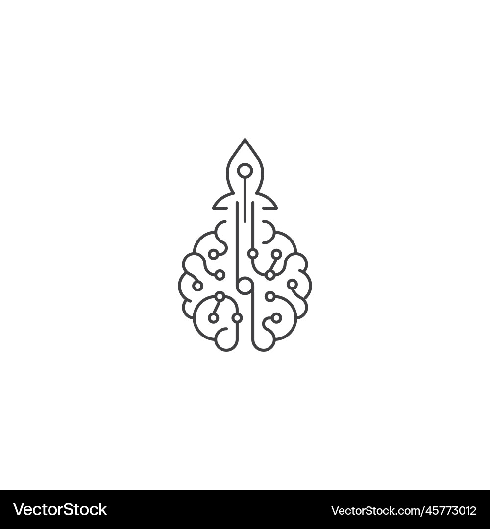 Smart Rocket Brain Tech Icon Royalty Free Vector Image