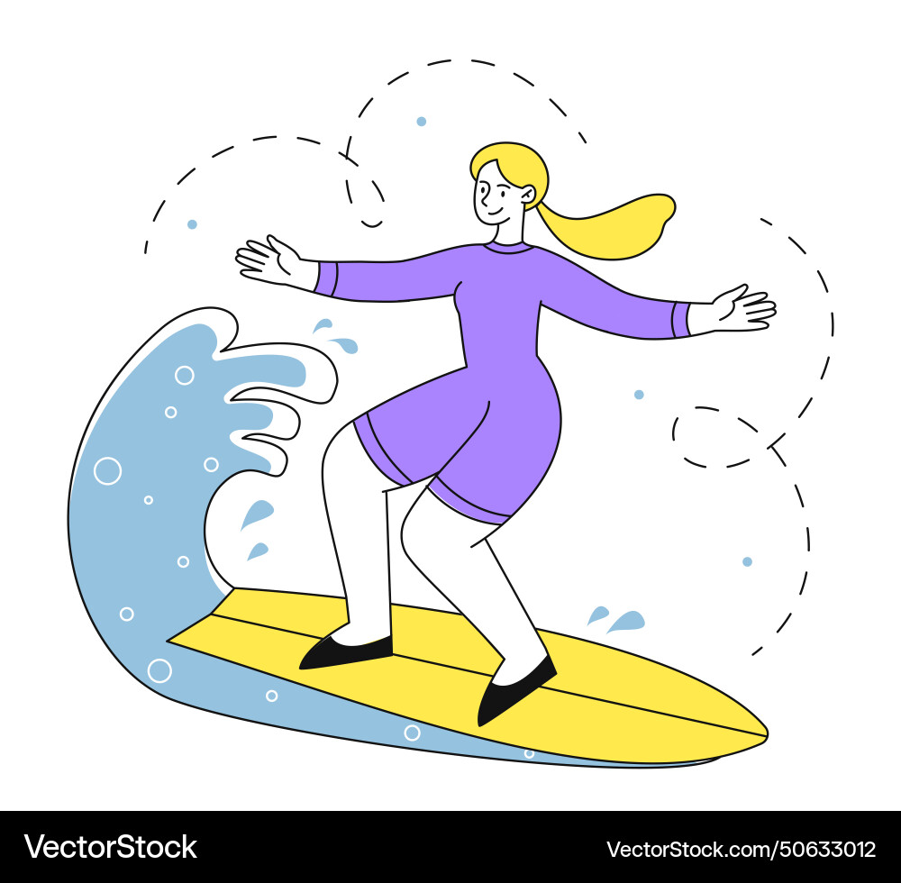 Woman at surfboard simple Royalty Free Vector Image