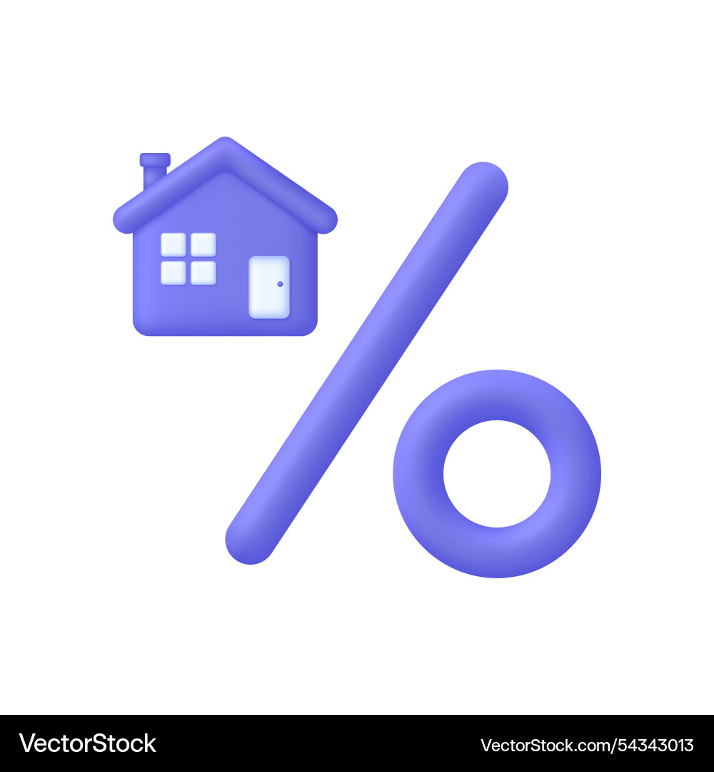 3d house and percent Royalty Free Vector Image