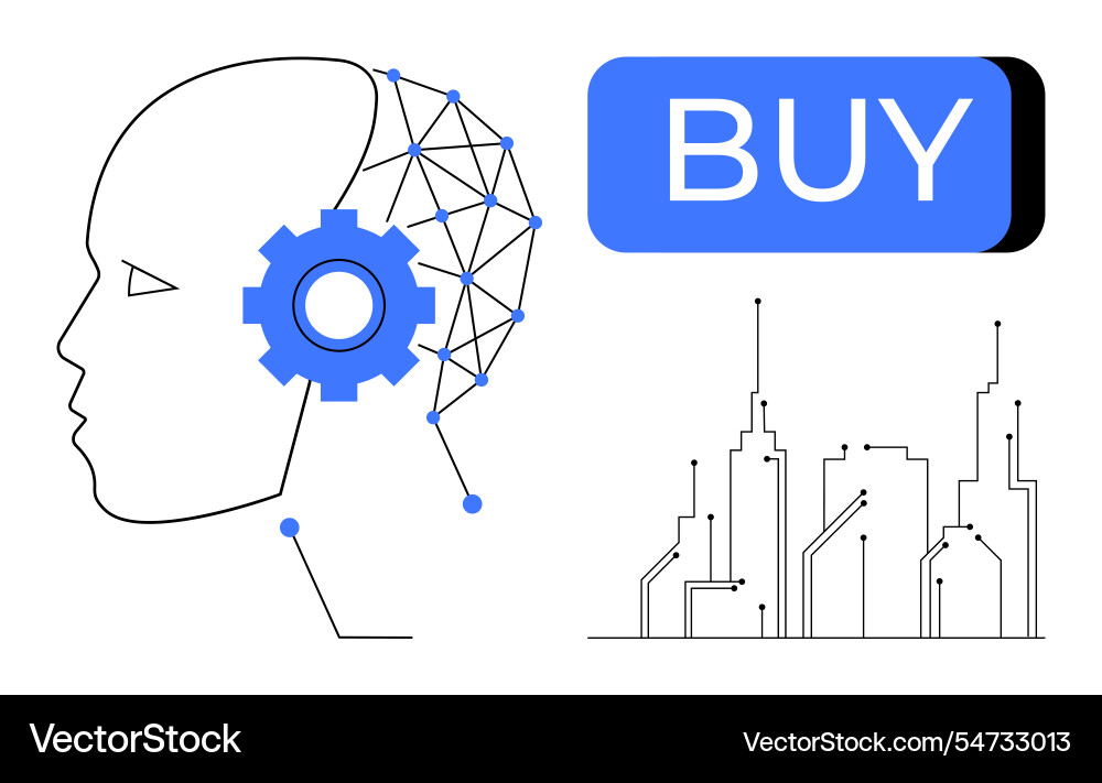 Ai-driven decision making human profile gear Vector Image