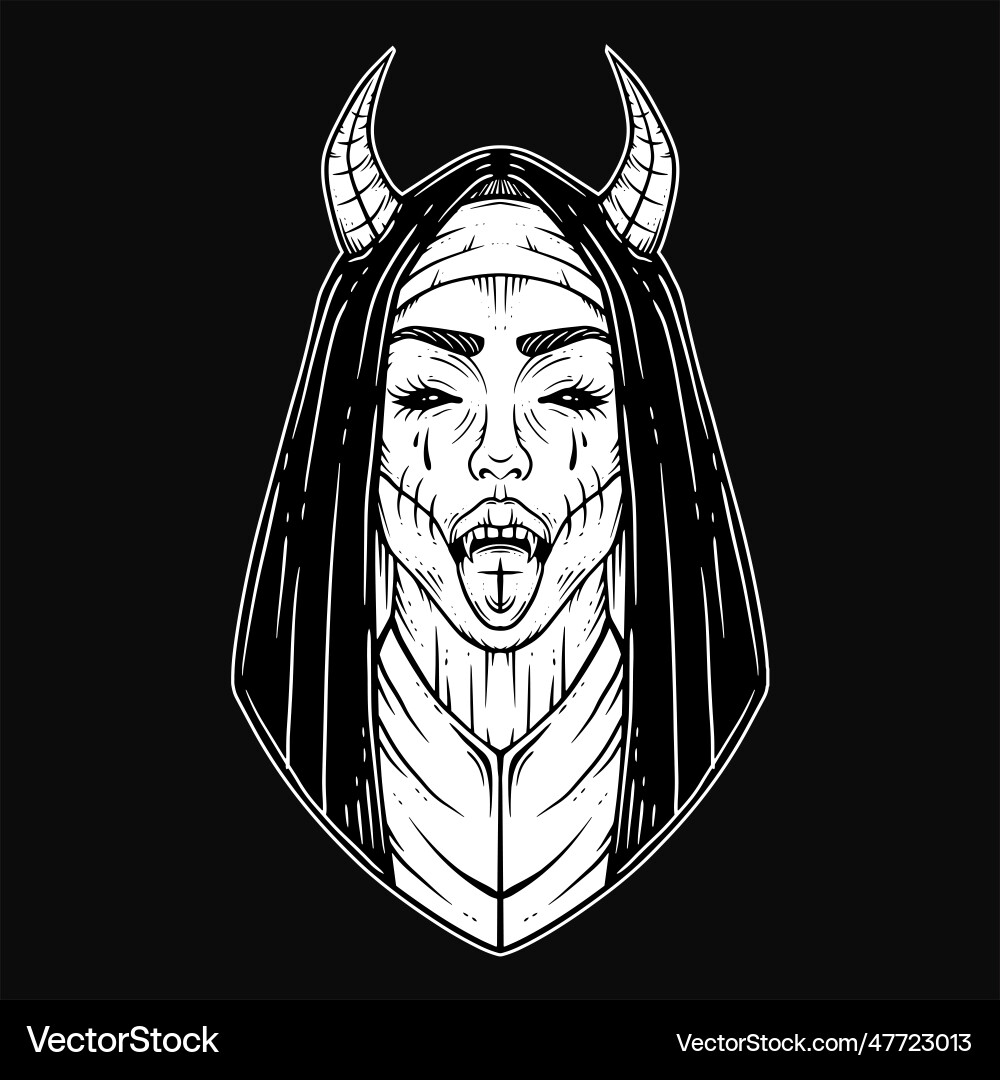Dark Nun Devil Skull Horror Art Royalty Free Vector Image