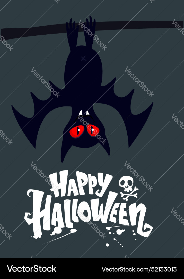Funny cartoon bat hanging upside down halloween Vector Image