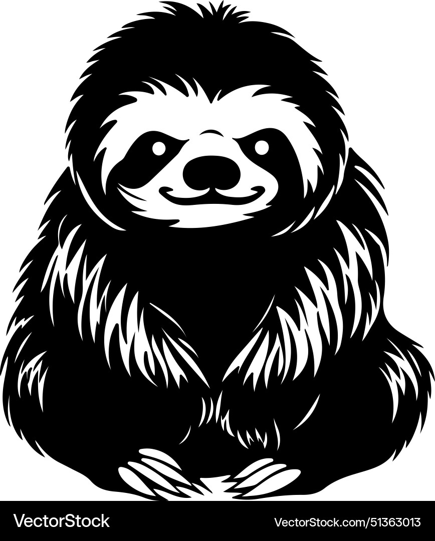 Sloth silhouette white background Royalty Free Vector Image
