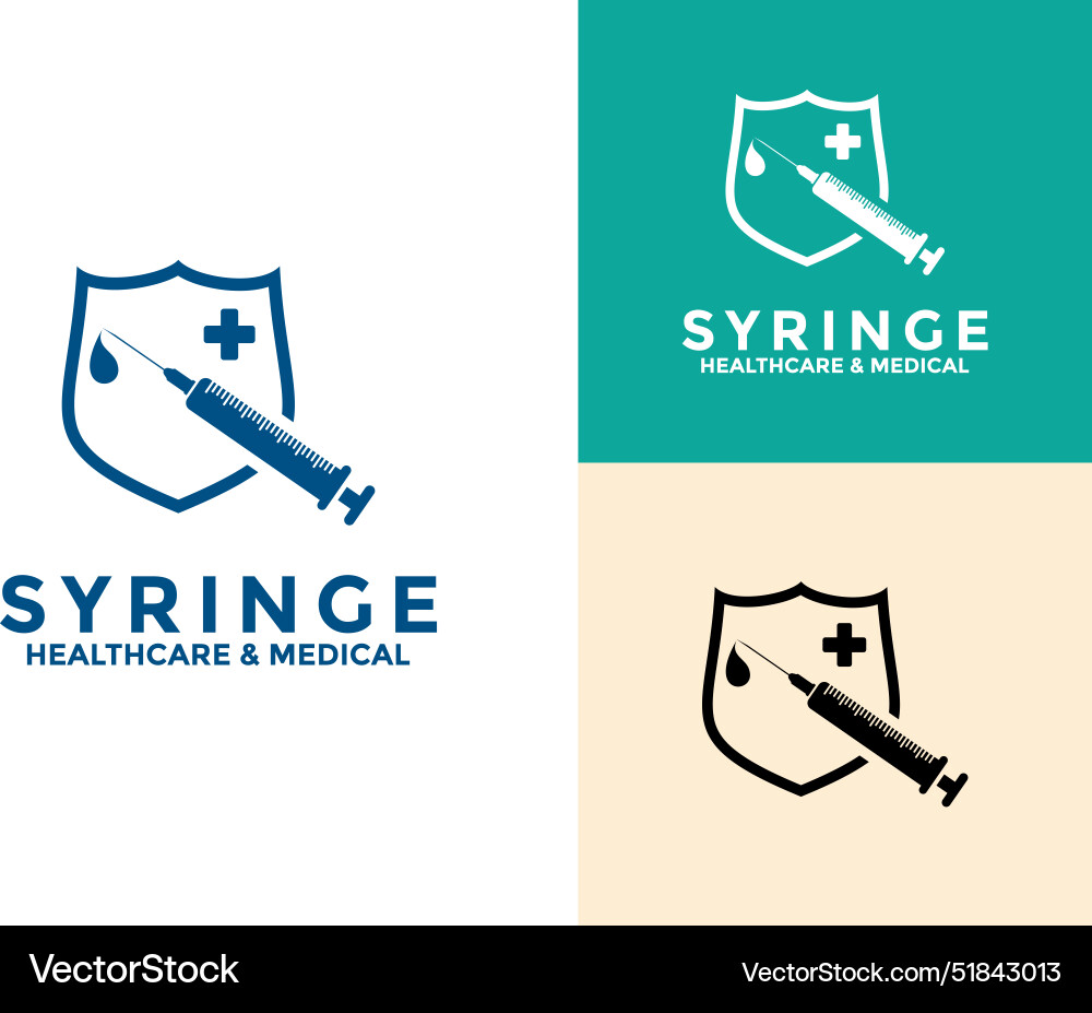 Syringe logo icon set design template – Royalty-Free Vector | VectorStock