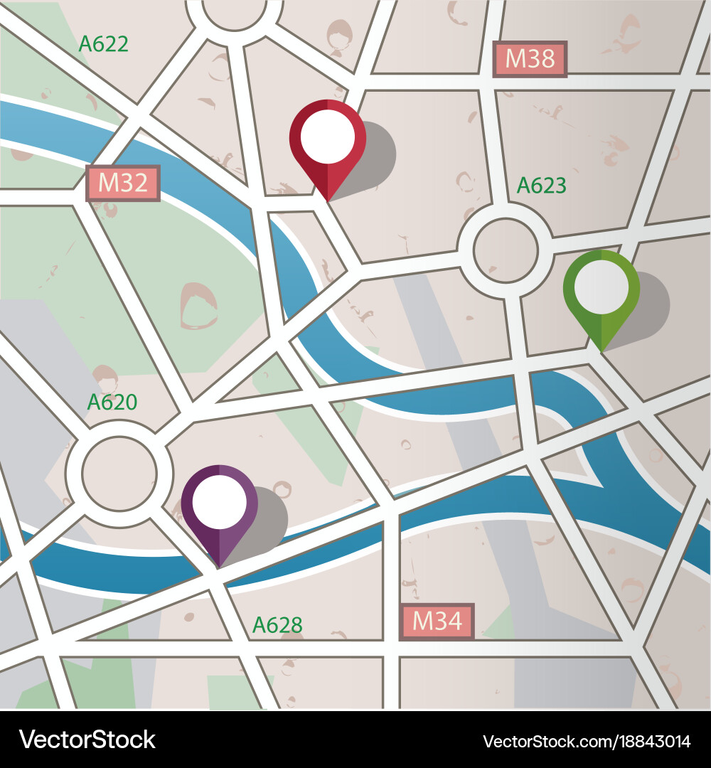 Vector Gps Map Gps Map Navigation To Own House View From Above Vector