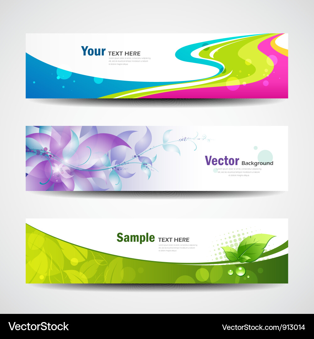 Banner headers colorful set Royalty Free Vector Image