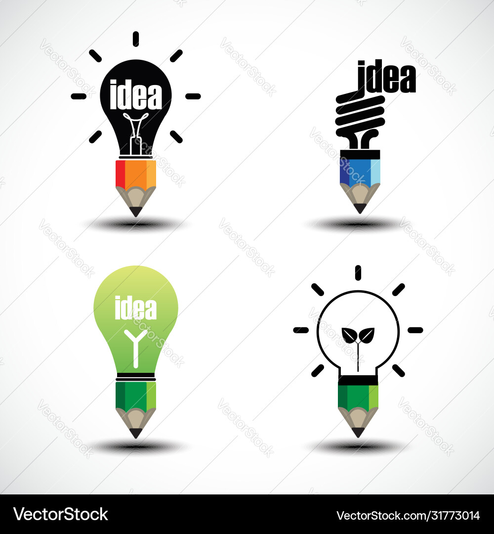 Bulb light and pencil creative idea concept vect Vector Image