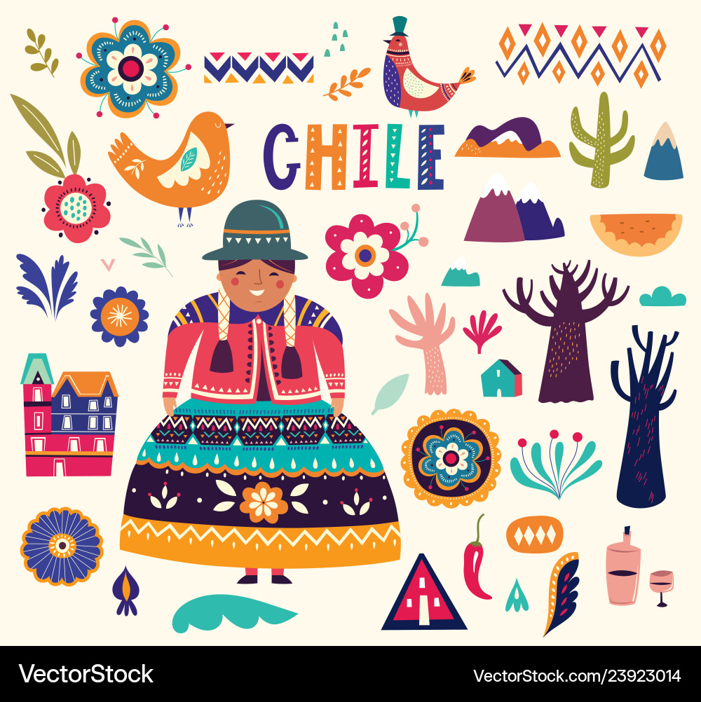 Chile collection Royalty Free Vector Image - VectorStock