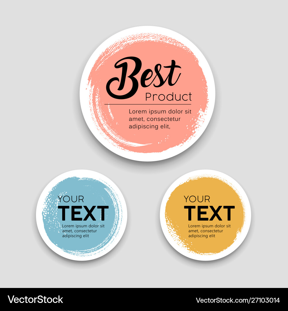 Colorful label paper circle brush stroke set Vector Image