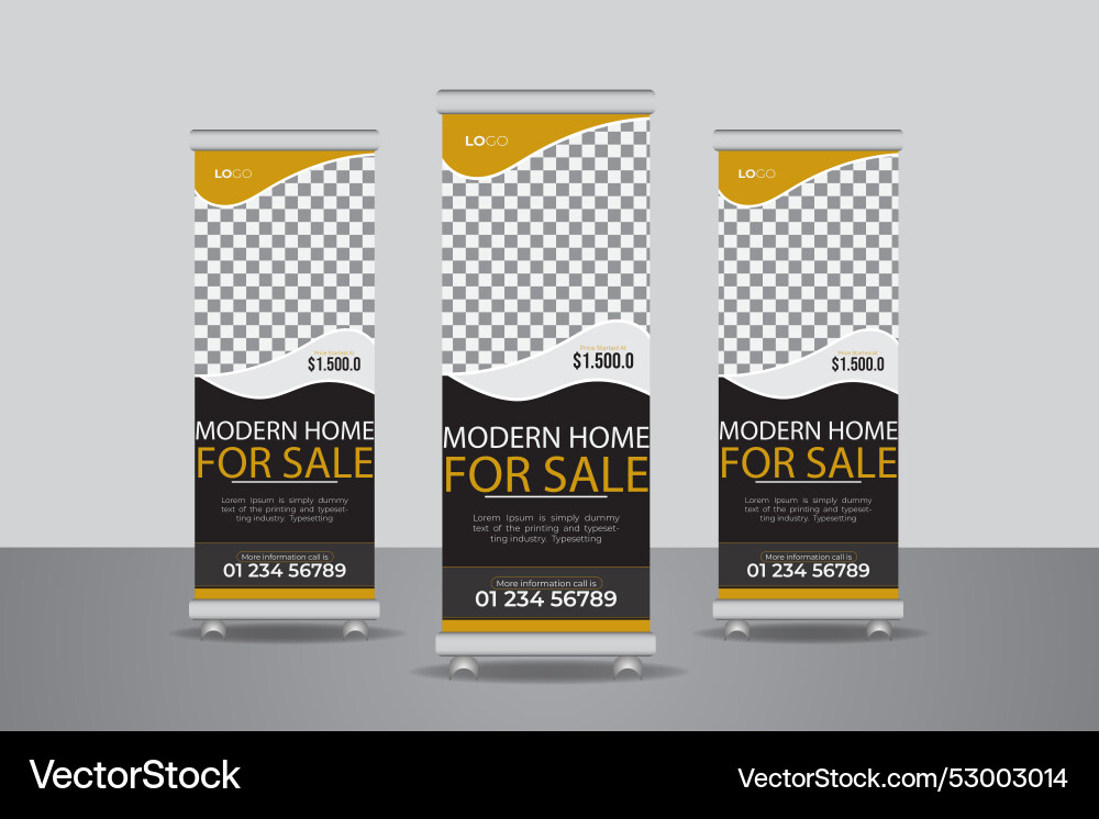 Creative x banner template property sale roll up Vector Image