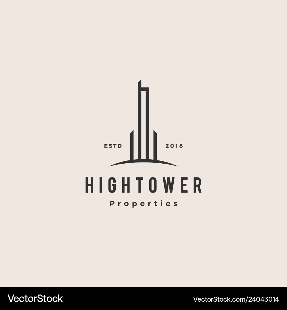 High building tower logo hipster vintage retro Vector Image
