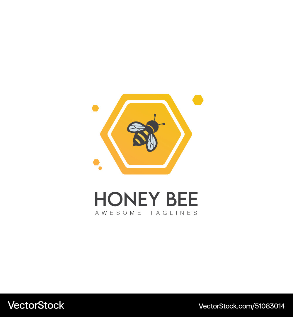 Honey bee logo design template flat style Vector Image