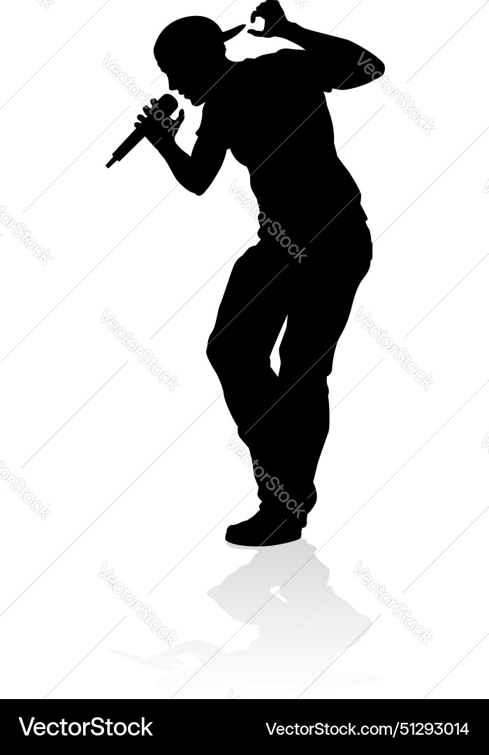 Singer pop country or rock star silhouette Vector Image