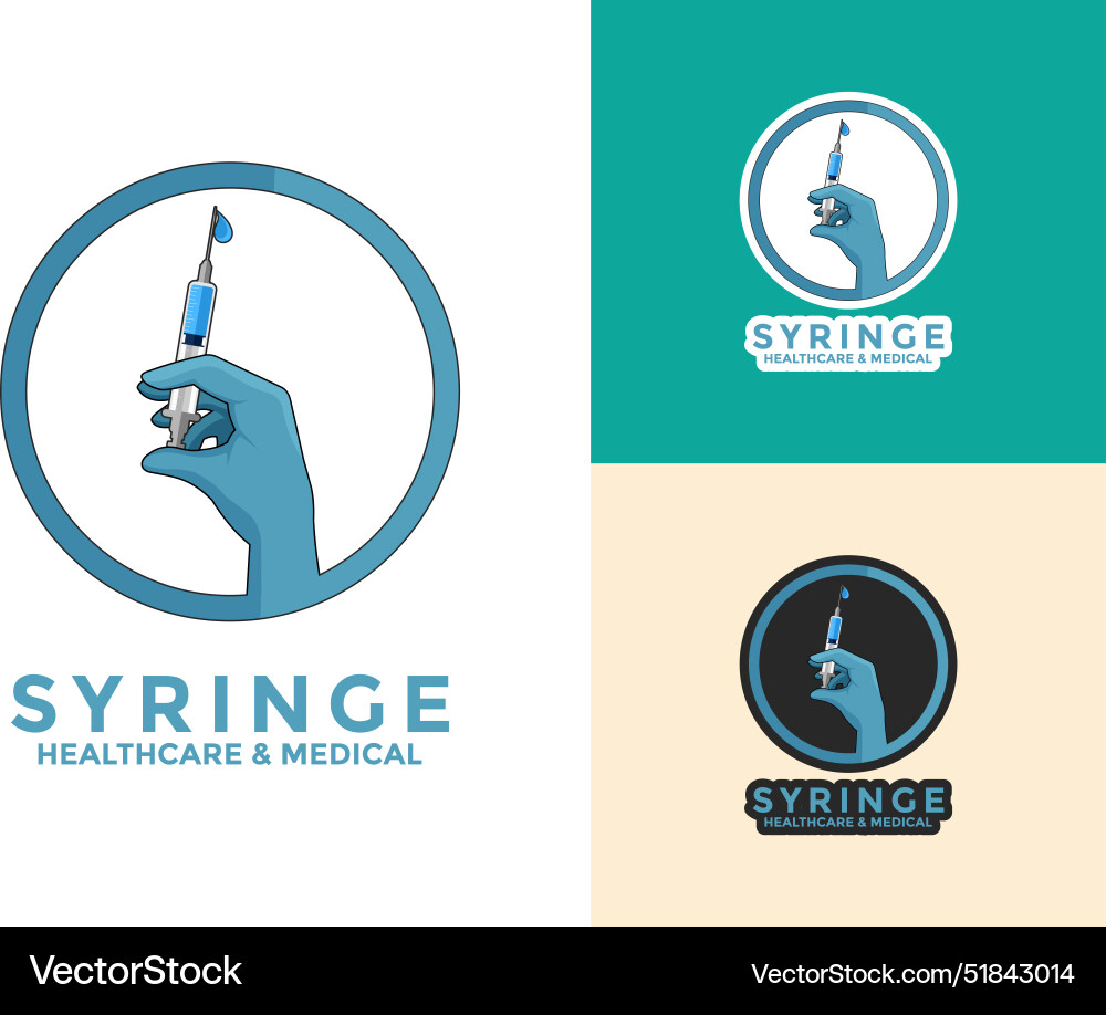 Syringe logo icon set design template injection Vector Image