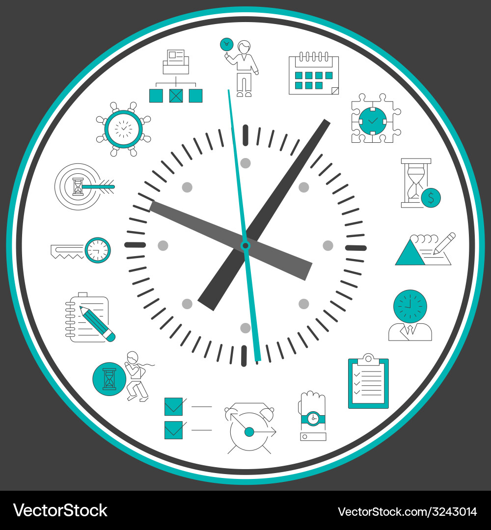 Time management clock Royalty Free Vector Image