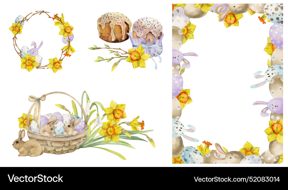 Watercolor hand drawn easter celebration clipart Vector Image