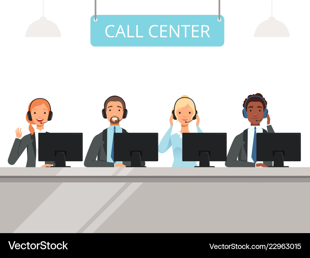Call center characters business customer service Vector Image