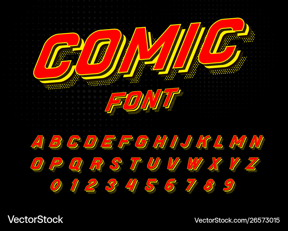 Comic font for posters pop art retro game Vector Image