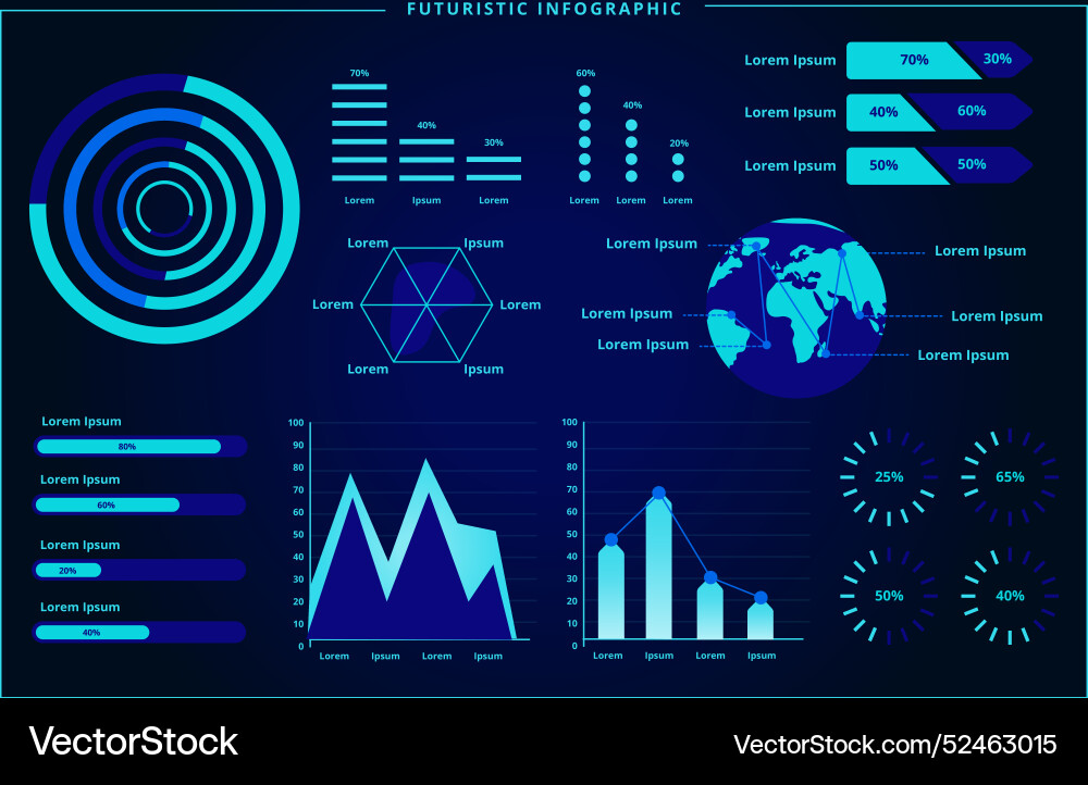 Futuristic infographic collection template Vector Image