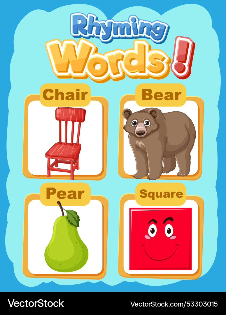 Rhyming words with images Royalty Free Vector Image
