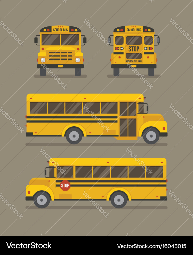 School bus flat Royalty Free Vector Image - VectorStock