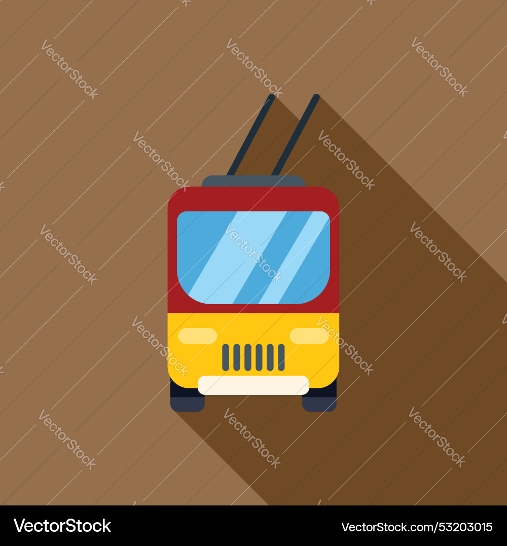 Yellow trolleybus moving on a brown background Vector Image