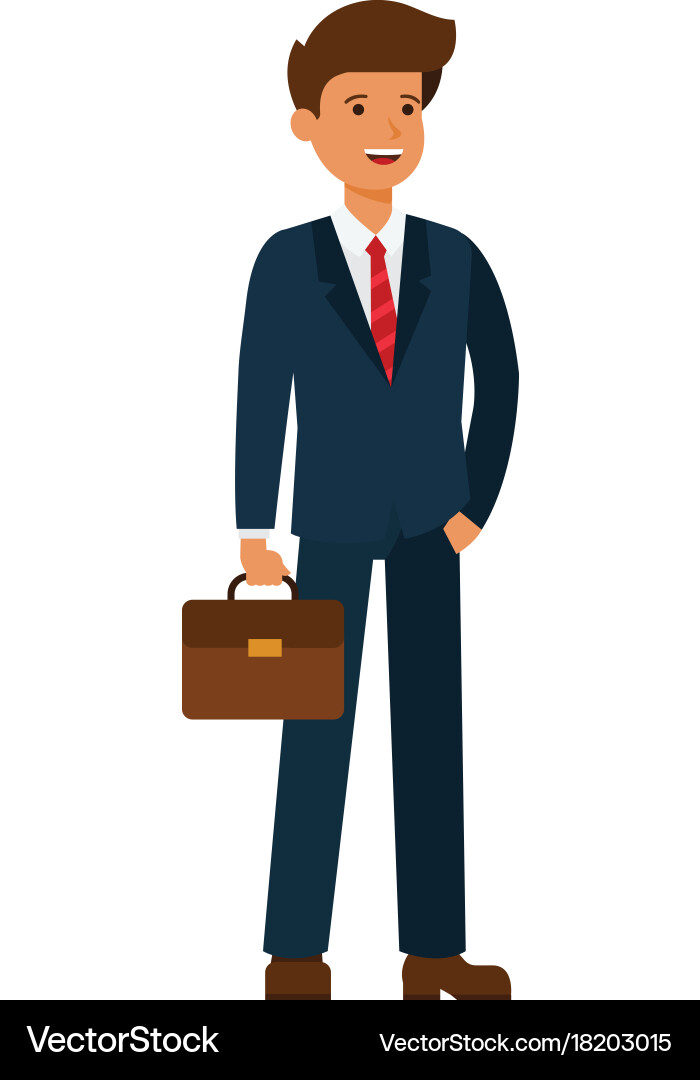 Young happy businessman cartoon flat Royalty Free Vector