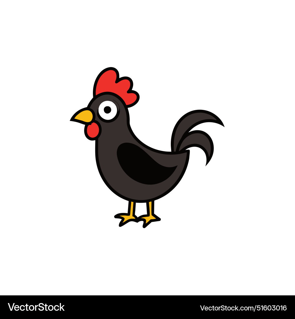 Ayam cemani chicken play icon Royalty Free Vector Image