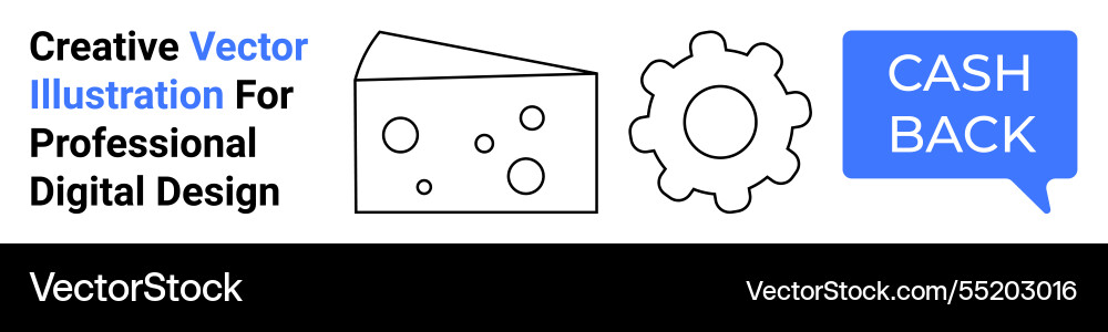 Cheese slice gear icon and cashback speech Vector Image