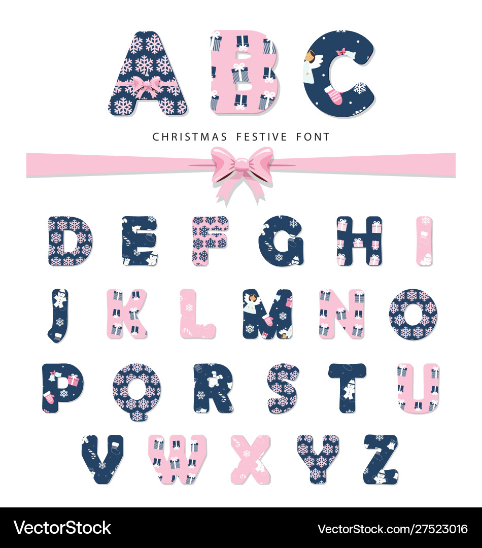 Christmas festive font isolated on white Vector Image