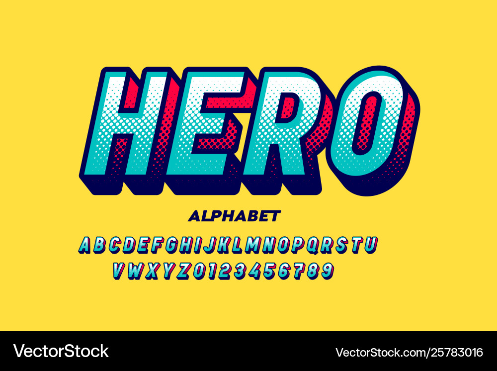 Comics super hero style font Royalty Free Vector Image