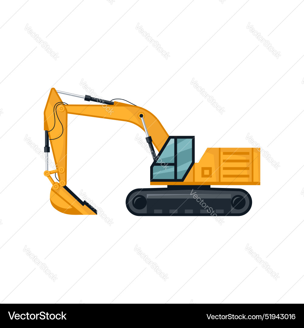 Crawler excavator in cartoon style Royalty Free Vector Image
