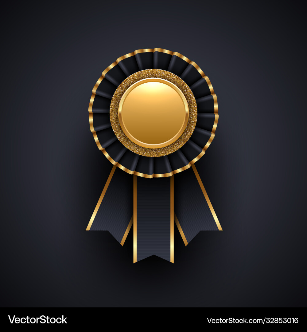 Gold and Black Award Badge Royalty Free Vector Image
