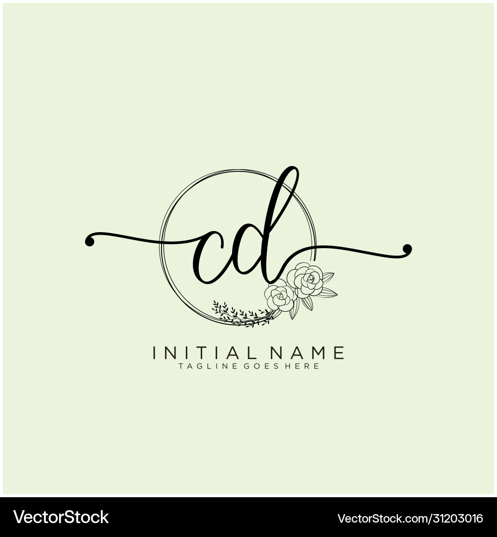 Letter initial cd beauty monogram and elegant Vector Image