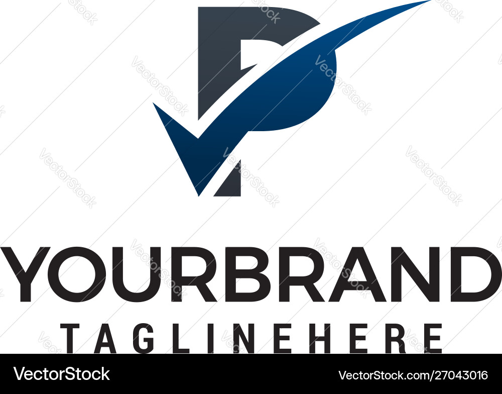 Letter p with checklist logo template Royalty Free Vector