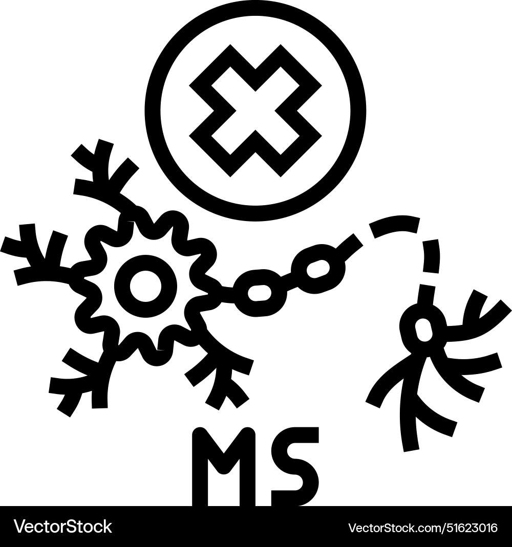 Multiple sclerosis disease line icon Royalty Free Vector