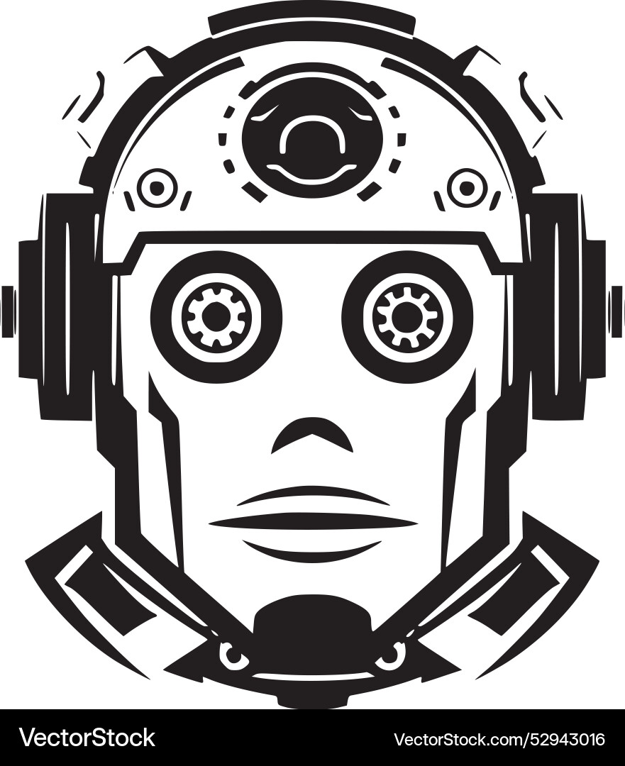 Robot - minimalist and flat logo Royalty Free Vector Image