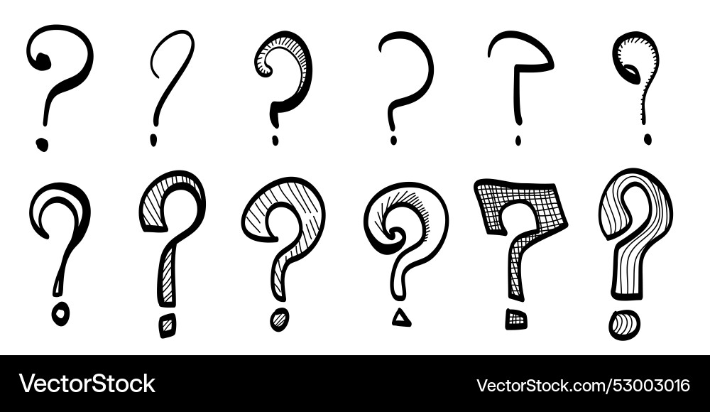 Set of hand drawn question marks Royalty Free Vector Image