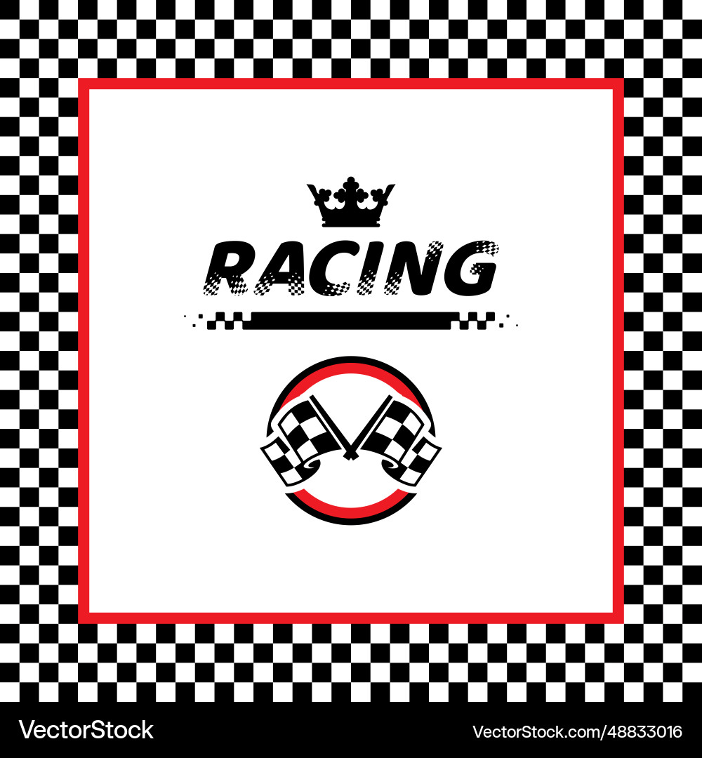 Square checkered racing linear frame Royalty Free Vector